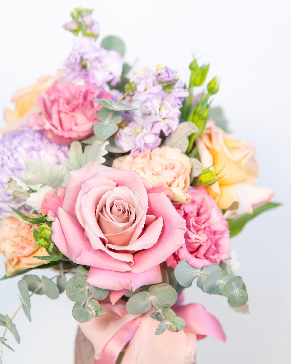 Nora Pastel Blooms Vase Arrangement – Brisbane Market Flowers