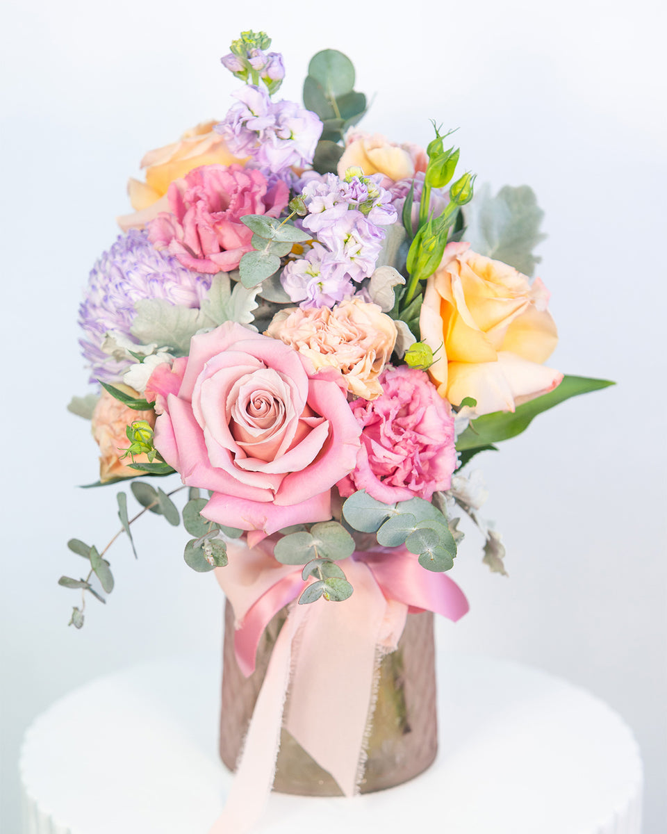 Nora Pastel Blooms Vase Arrangement – Brisbane Market Flowers